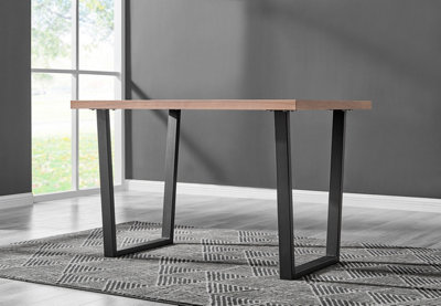 Kylo Rectangular 4 Seat Wood Effect Dining Table with Black Metal U ...