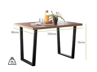 Kylo Rectangular 4 Seat Wood Effect Dining Table with Black Metal U ...