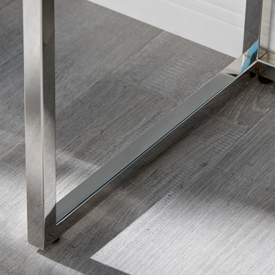 Kylo Rectangular White Marble Effect and Silver Chrome Console Table ...