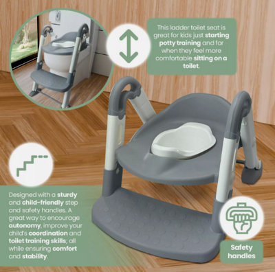 Kyoot 3 in 1 Foldable Potty Training Toilet Seat Ladder Step for ...