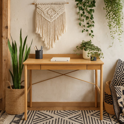 Kyoto Natural Oak Veneer Wood Office Desk 1100mm x 500mm