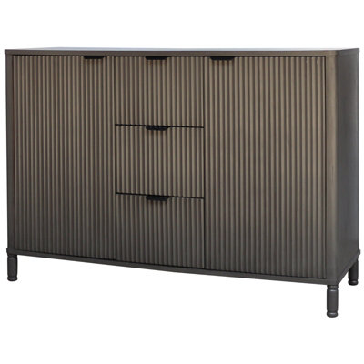 Kyriaki Slatted Wooden 3-Drawer 2-Door Sideboard 1150 x 800 x 400 mm