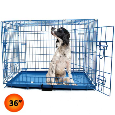 L 36inch Foldable Blue Dog Cage