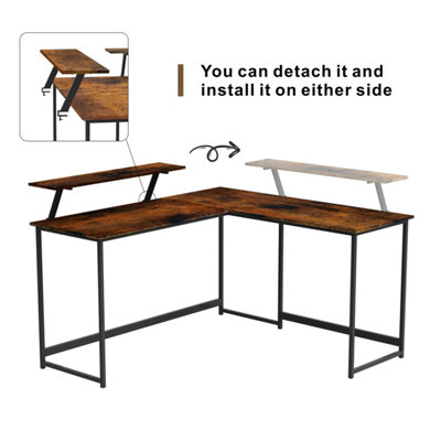 L Computer Desk with Self Corner Desk Work Table Home Office Table ...