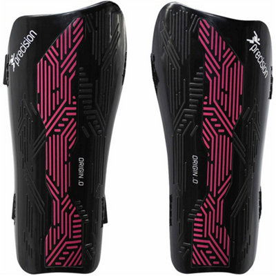 L - Football Shin Pad Guards - BLACK/PINK - High Impact Wrap Around Leg ...
