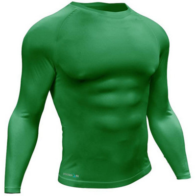 L - GREEN Junior Long Sleeve Baselayer Compression Shirt - Unisex ...
