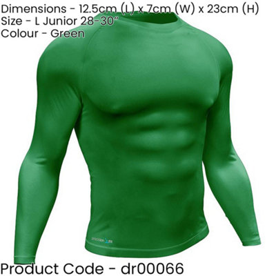 L - GREEN Junior Long Sleeve Baselayer Compression Shirt - Unisex ...