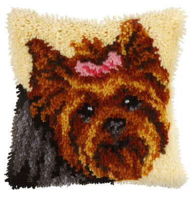 L/HK CUSHION YORKIE - Latch Hook Kit: Cushion: Small: Yorkie - Orchidea