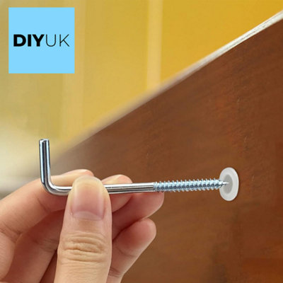 L Hook Screws 35mm x 3.5mm ( Pack of: 100 ) Heavy Duty Square Cup Hooks ...