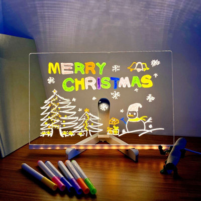 L LED Erasable Drawing Board with 7 Pens