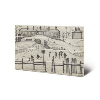 L.S. Lowry Houses In Broughton 1937 Plaque Grey (20cm x 29.5cm)