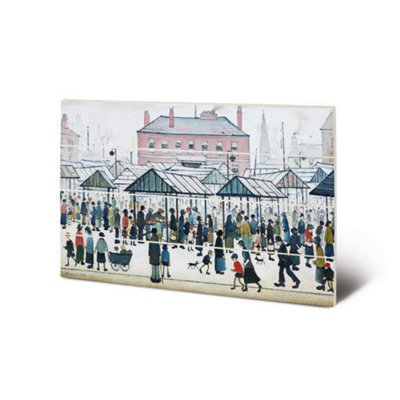 L.S. Lowry Market Scene Northern Town 1939 Plaque Multicoloured (40cm x ...