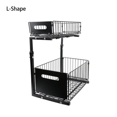 L-Shape Pull Out Cabinet Organizer Slide Out Drawer Storage Shelves ...
