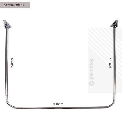 L-Shape & U-Shape Shower Curtain Rail Chrome Metal Corner Rod for Bathroom