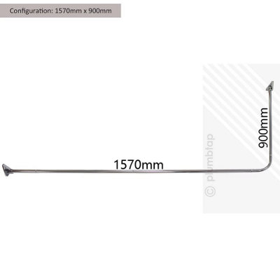 L-Shape & U-Shape Shower Curtain Rail Chrome Metal Corner Rod for Bathroom