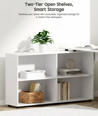 L Shaped Computer Desk with Storage Shelves, 130x60x75cm Space Saving ...