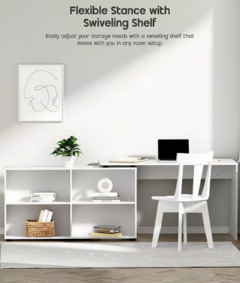 L Shaped Computer Desk with Storage Shelves, 130x60x75cm Space Saving ...