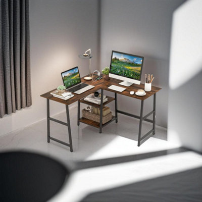 L-Shaped Computer Desk with USB & Type-C Charging Station - Office ...