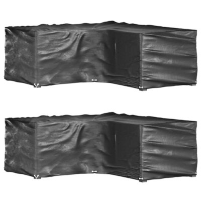 L-Shaped Outdoor Garden Furniture Covers 2 pcs 12 Eyelets 185x185x70 cm