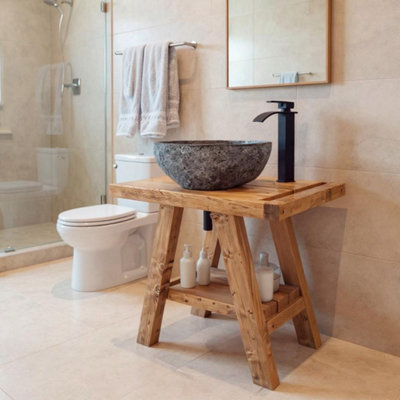 L60xW44cm BORA Wooden Vanity and Shelf Storage (Stone Sink Is Not Included)