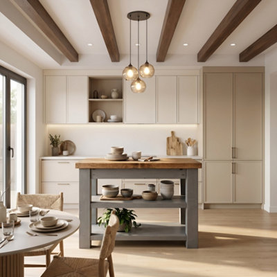 L72xW72cm ROWAN Kitchen Island / Breakfast Bar / Rustic Grey Painted Island