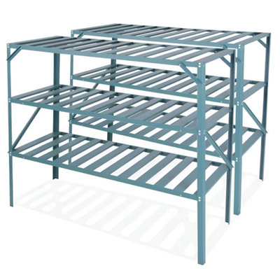 Lacewing Traditional 3 Tier Greenhouse Staging Shelf Workbench in Green 126cm