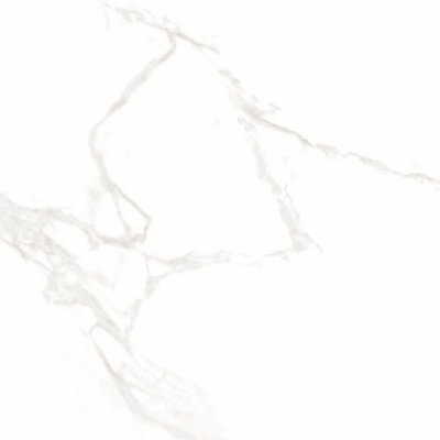 Lacey Polished White Marble Effect Porcelain Wall & Floor Tile Pack of ...