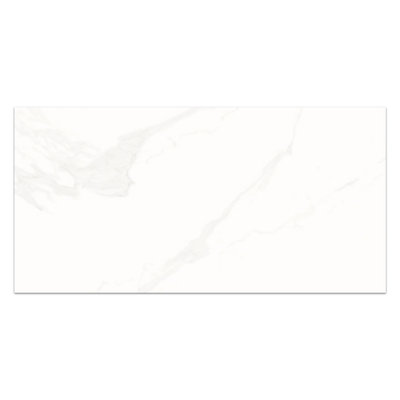 Lacey Polished White Marble Effect Porcelain Wall & Floor Tile Pack of ...