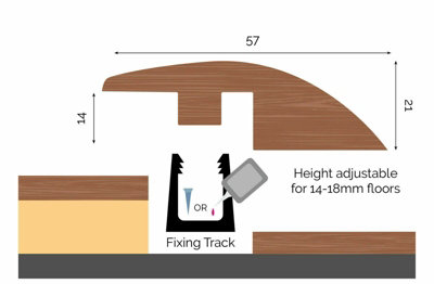Lacquered Solid Oak Ramp Reducer Adjustable 14mm to 18mm Door Bar ...