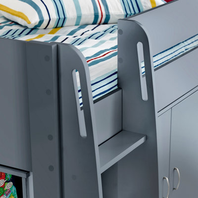 Lacy Grey Storage Mid Sleeper Bed