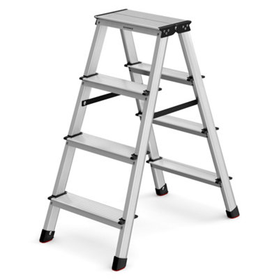 Ladder, 4 Step Ladder, Aluminium Ladder with 4 Non-Slip Steps, Multi ...
