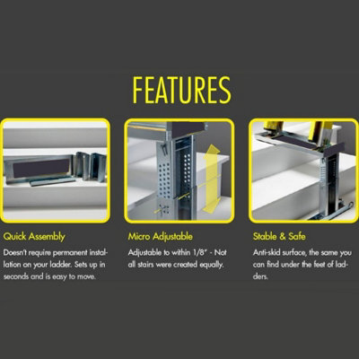 Ladder levelers Ladder leg stabilizers Stair leveling extension tools ...