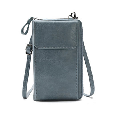Ladies Mini Messenger Cross Body Phone Bag - Blue