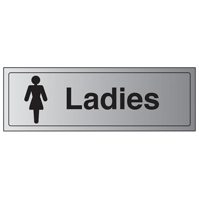 Ladies Toilet - General Door Sign - Adhesive Vinyl - 300x100mm (x3)