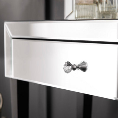 Laguna - Silver Mirrored Dressing Table With Drawer Crystal Handle ...