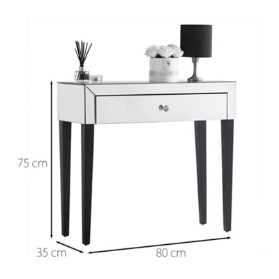 Laguna - Silver Mirrored Dressing Table With Drawer Crystal Handle ...