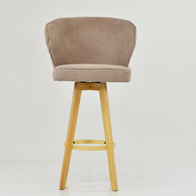 Lakeland Furniture Kalix Fawn Brown Fabric Wooden Leg Base Bar Stool