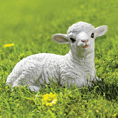 Lamb Garden Ornament, Weatherproof Polyresin, Realistic Spring Lamb ...