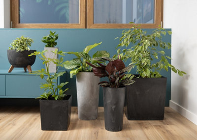 Lamela™ Begonia Window Box Black Concrete Stone Effect Resin Planter ...