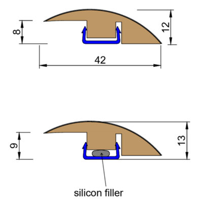 Laminate Wood Flooring MDF Ramp Edge Threshold Trim 2.4m Length Strip ...