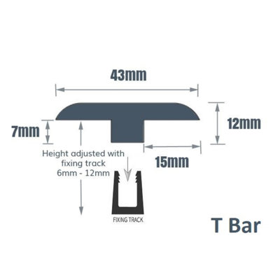 Laminate Wood Flooring MDF T Bar Threshold Trim 0.9m Length - Midnight ...