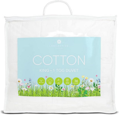 Lancashire Textiles 1tog Cotton King Duvet Anti-Allergic Lightweight ...