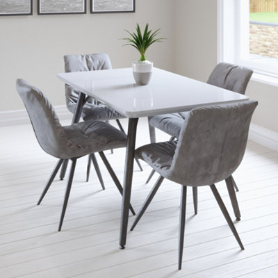 Lancaster Dining Table 130cm and 4 Amber Chairs in Light Grey | DIY at B&Q