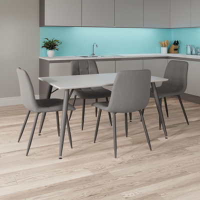 Lancaster Dining Table 130cm with 4 Obron Chairs in Grey | DIY at B&Q