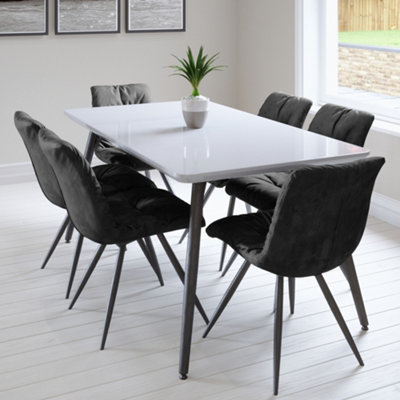 Lancaster Dining Table 160cm with 6 Amber Chairs in Dark Grey