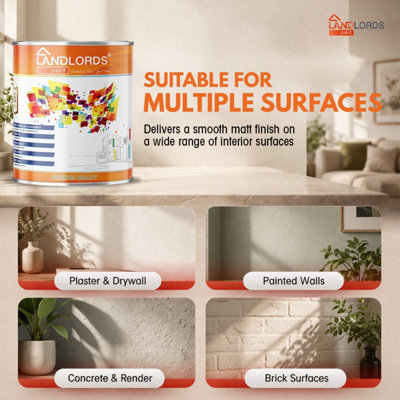 Landlords Paint - Matt Paint - Smooth Matt Finish for Walls & Ceilings ...