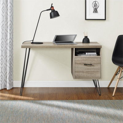Landon retro desk in distressed grey oak | DIY at B&Q