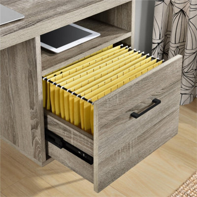 Landon Retro Desk in Distressed Grey Oak