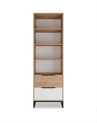 Landro Bookcase - Sleek Storage in Oak Hickory & White - W600mm x ...