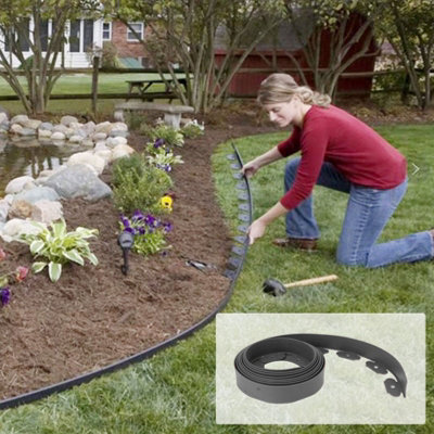 Landscape Edging Kit: 15 Spikes for PE Garden Edging in Flower Beds and ...
